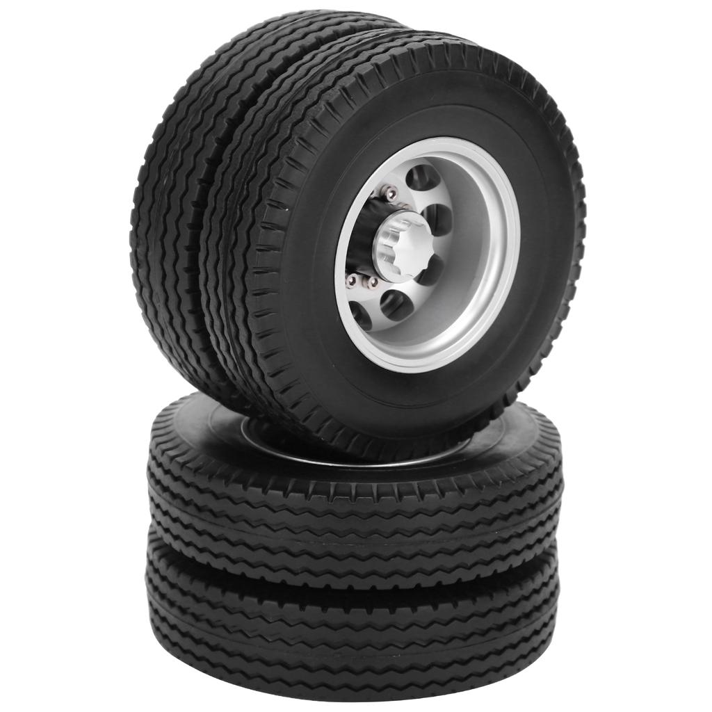 2Pcs Rubber/Aluminum Alloy 10 Holes Hub Tyre Rc Rear Tire For 1/14 ...
