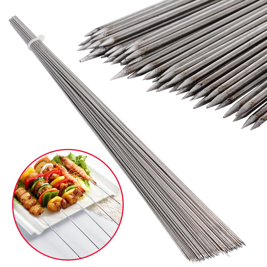 Dagu 50pcs Stainless Steel Barbecue Sticks Skewer BBQ Meat Kebab Kabob ...
