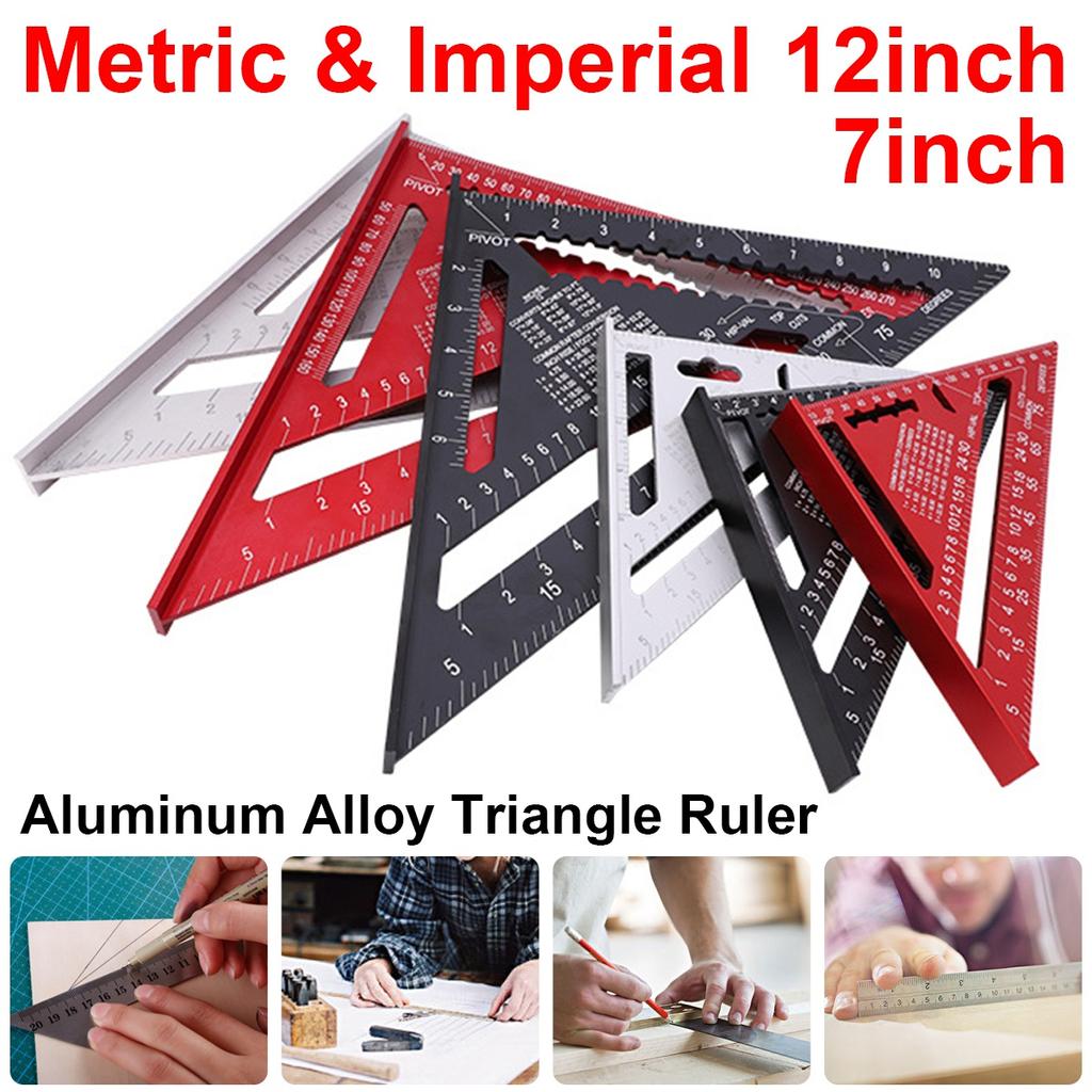 Buy Triangle Ruler 7/12 Inch Metric and Imperial Aluminum Alloy ...