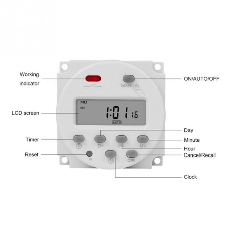 Buy Small Type 7 Days Programmable Digital Displayed Timer Switch 1S~168h 5VA for Electronic ...