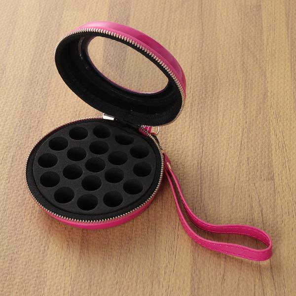 Buy 1pc Patent Leather Hard 19 Grids 2ml Round Carrying Case Bag for ...