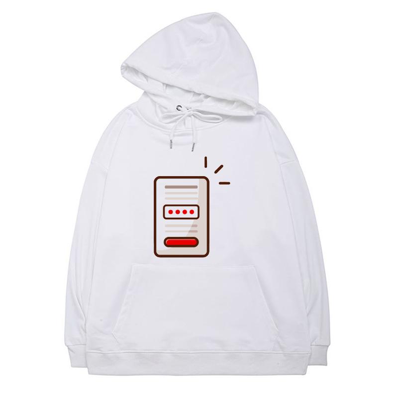 Buy Autumn Hacker Activites 4 Print Unisex White Hoodies Drawstring ...