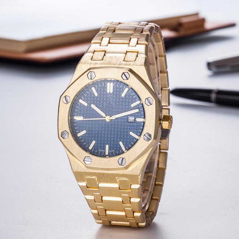 Buy Fashion Men S Luxury Gold Dial Stainless Steel Band Analog Quartz ...