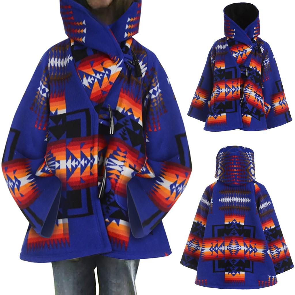 Cheap Womens Casual Retro Print Long Sleeve Hooded Jacket Pocket Claw ...