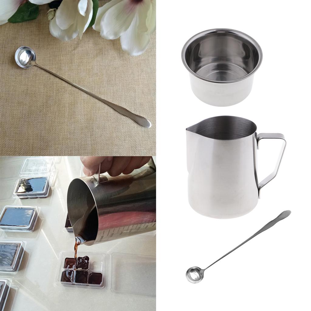 3 Pieces Candle Making Pitcher 300ml Double Boiler Pot Wax Mixing Spoon ...
