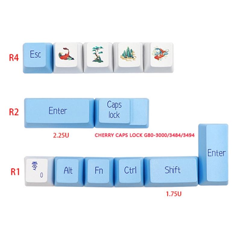 Cheap 117 Key Blue and White Porcelain Keycaps OEM Profile Personalized ...