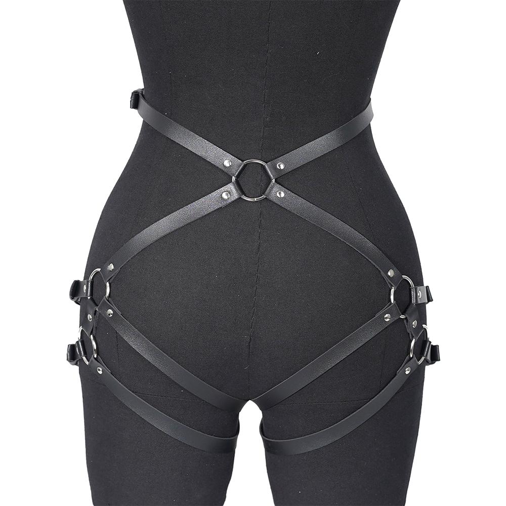 Cheap Black Garter Harness PU Leather Thigh Harness for Women Fetish ...