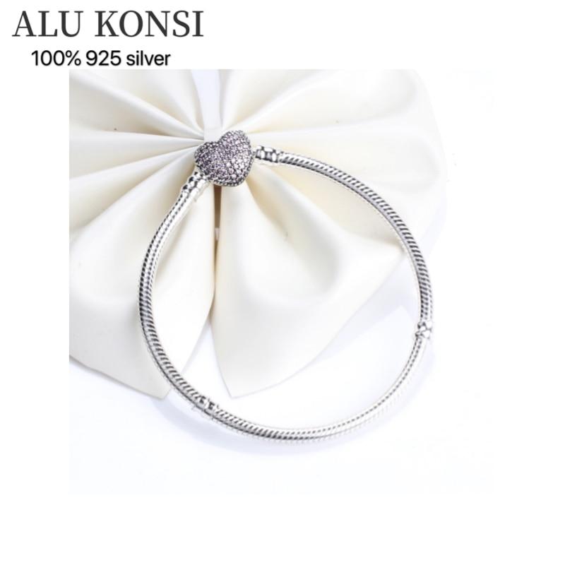 Buy Original Luxury Real 100% 925 Sterling Silver Pan Bracelet for ...