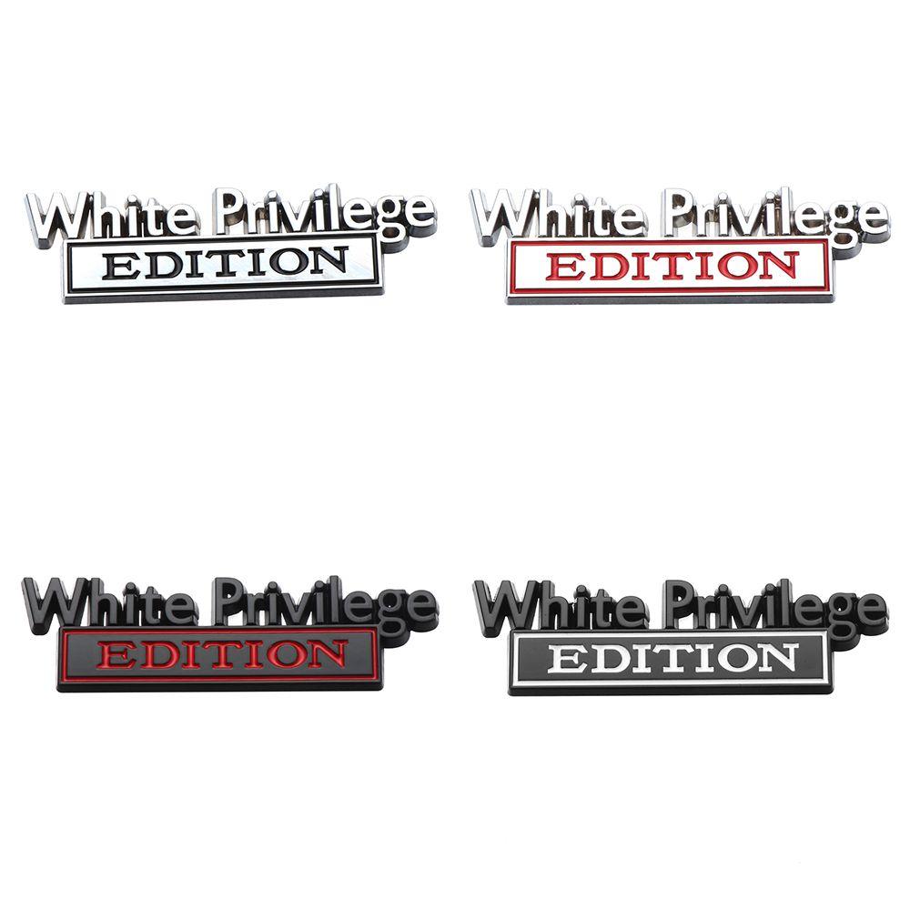 Buy White Privilege Edition Signage Badge Car Exterior Fender Metal Car ...