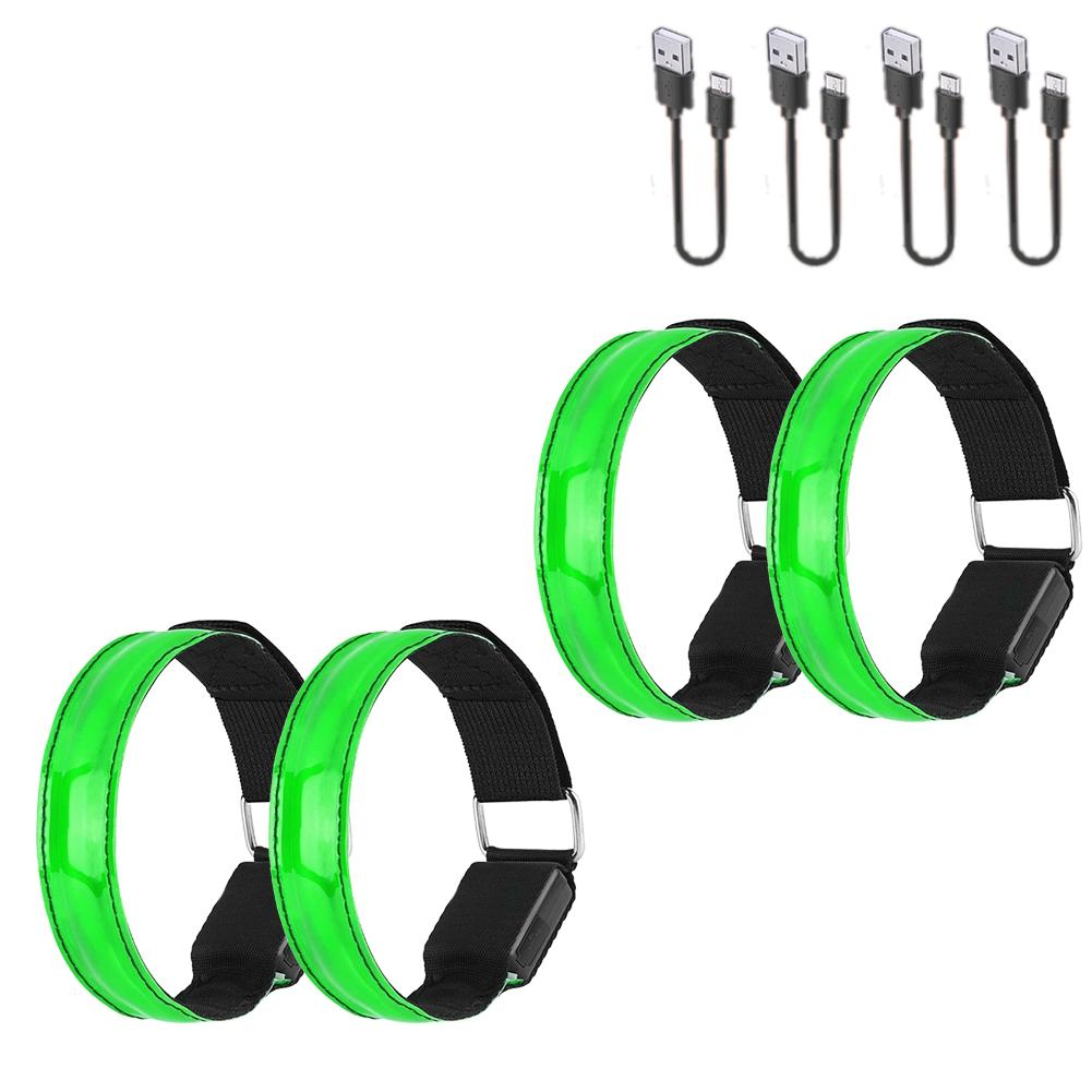 Buy USB LED Bracelet, 4 Pack LED Reflective Band Light Bracelet Running ...