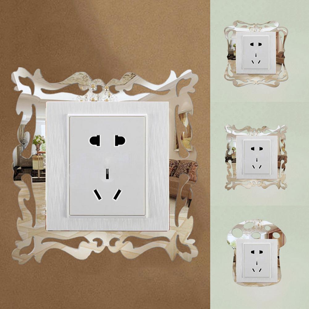 4 Pcs Acrylic Mirror Flower Light Switch Surround Wall Sticker Cover ...