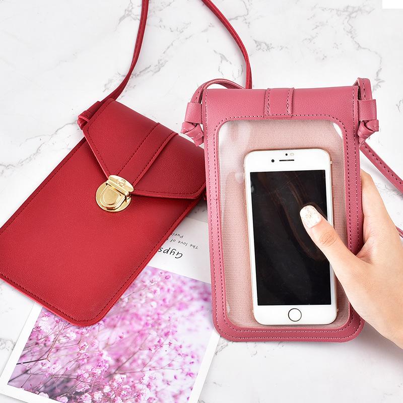 Buy Student Girls Pu Vertical Purse Hasp Messenger Clear Touch Screen ...