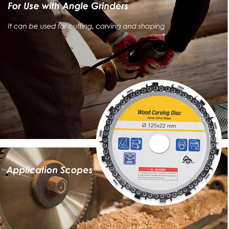 Buy 5 Inch 125Mm Grinder Chain Disc 22Mm Arbor Wood Carving Disc For ...