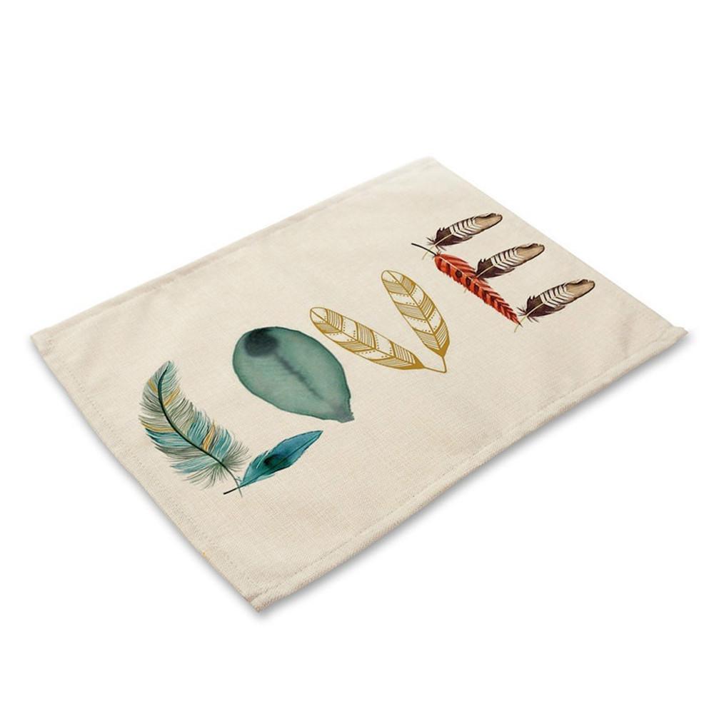 Buy Popular Feather Pattern Cotton Linen Table Placemats Dinner Kitchen ...