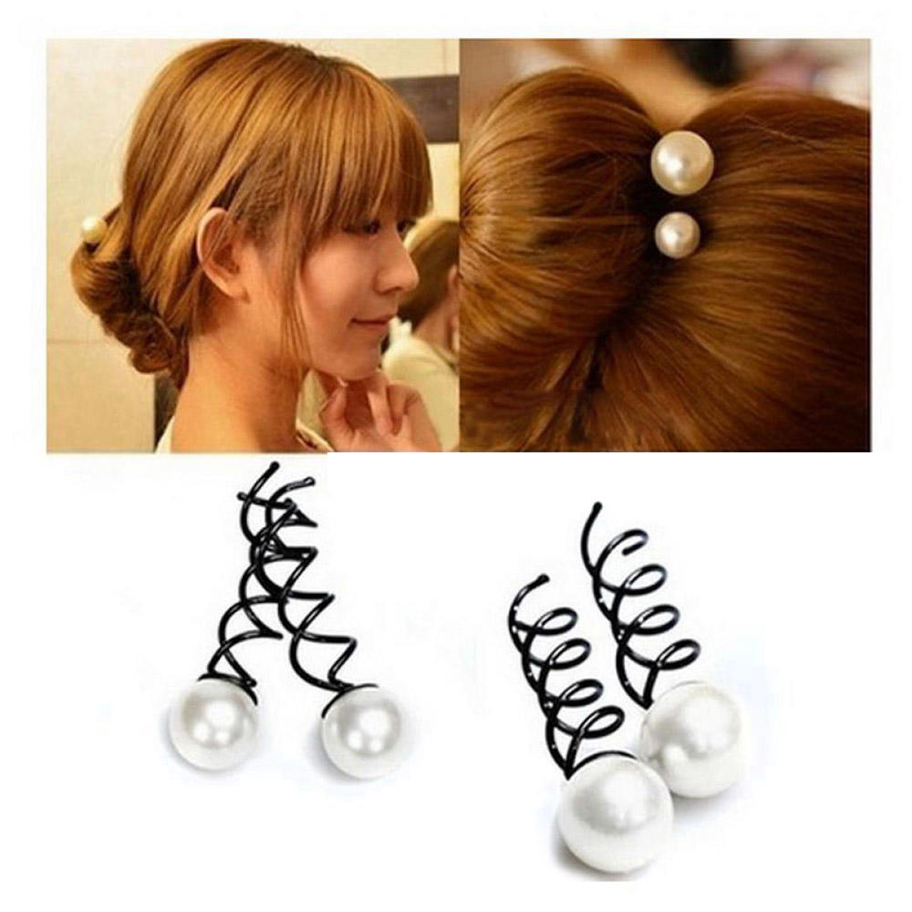Buy 2Pcs Womens Black Spin Screw Hair Pin Spiral Clip Twist Barrette at ...
