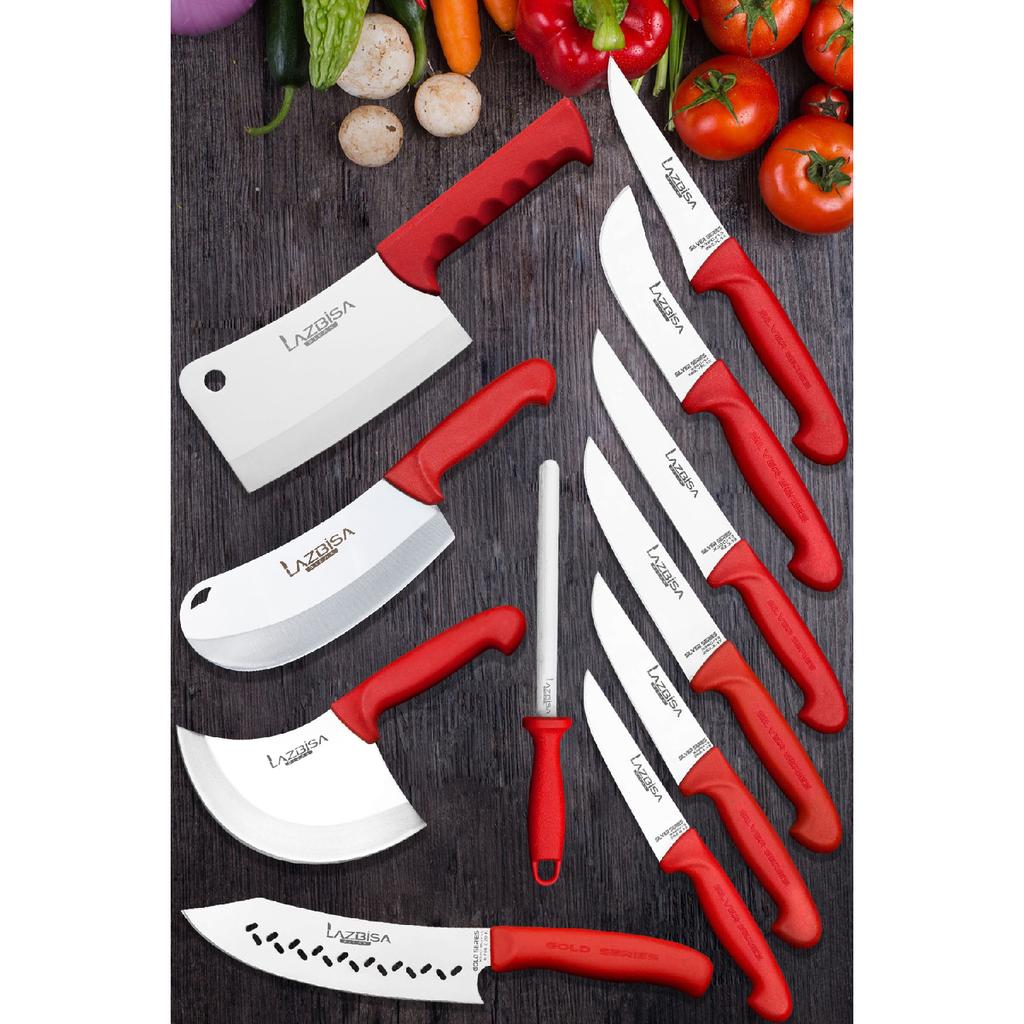 Buy Silver Professional 11 Pcs Kitchen Knife Set Meat Bread Vegetable ...