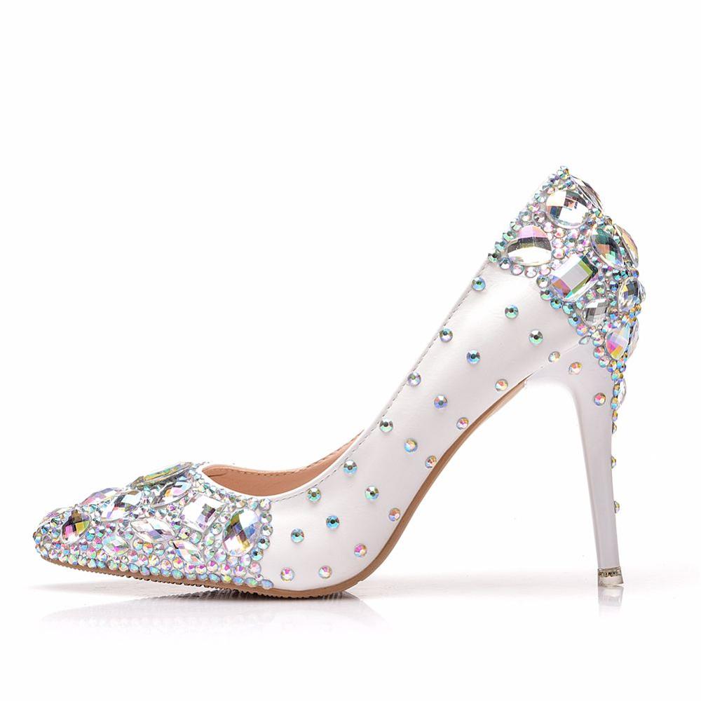 Buy Crystal Queen High Thin Heels Shoes Women Pumps Crystal Wedding ...