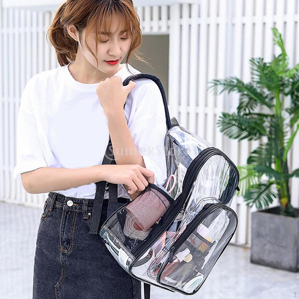 Buy Clear Backpack Water Resistant 2 Mesh Side Pockets Unisex ...