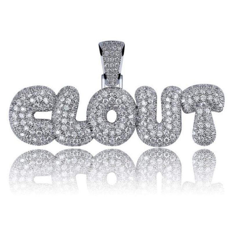 Buy Hip Hop Iced Out Zircon CLOUT Bubble Letter Pendant Gold/Silver ...