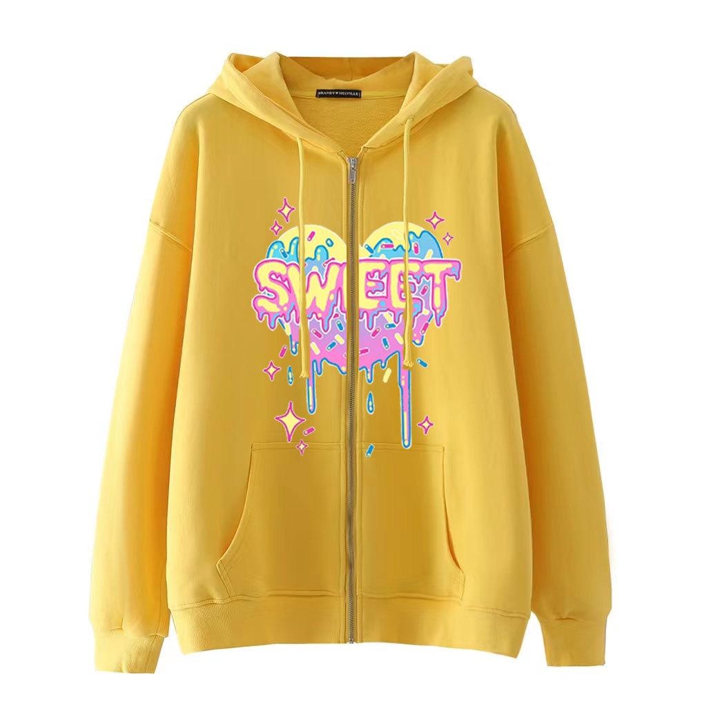 Cheap Women Zip Up Sweatshirts Autumn Solid Color Hoodie Coats Female ...