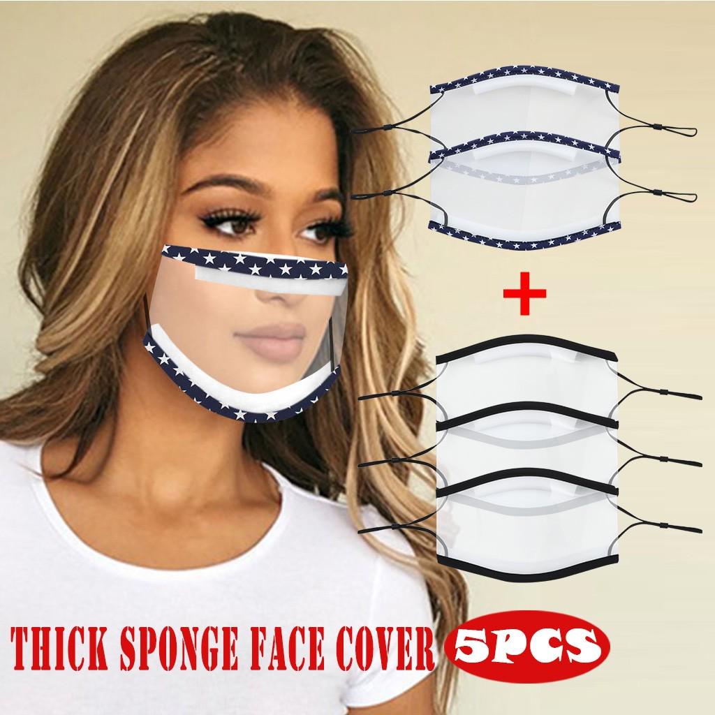 Buy 5PCS Prints Masks With Sponge Edge Clear Window Visible Expression ...