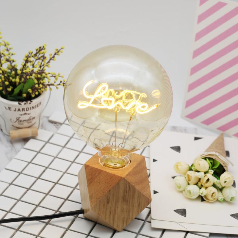 Buy Retro LED Love Letter Lamp G125 Edison Bulb with Yellow Galss Shell ...