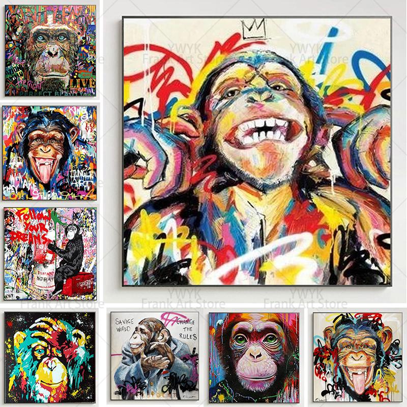 Buy Graffiti Art Animal Canvas Art Poster and Print Monkey Pig Panda ...