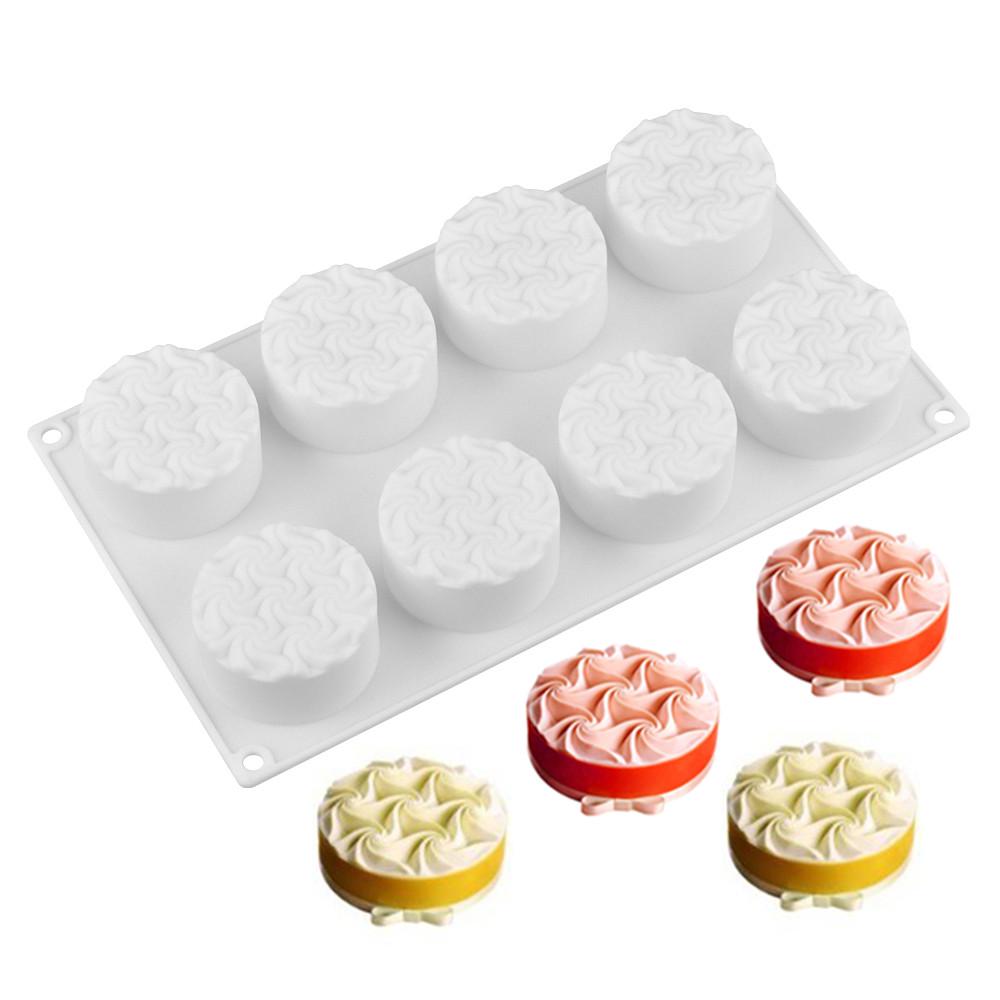 Buy 8 Hole Spiral Flower Cake Mold Silicone Molds for DIY Baking ...