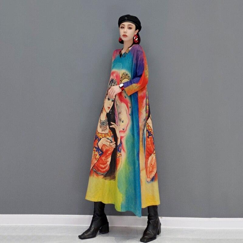 Buy XITAO Trendy Knitting Large Sizer Dress Fashion Contrast Color ...