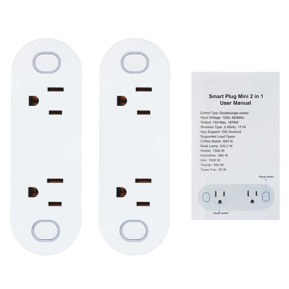 Buy Pack of 2 Mini 2 in 1 Smart Plug Socket Wireless APP Remote Control ...