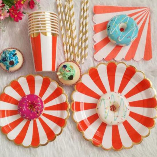Buy Paper tableware 1 set birthday birthday party supplies striped ...