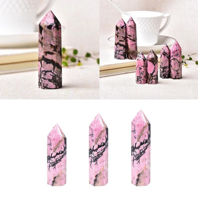 1pc Natural Rhodonite Crystal Point Healing Tower Quartz Wand Reiki ...