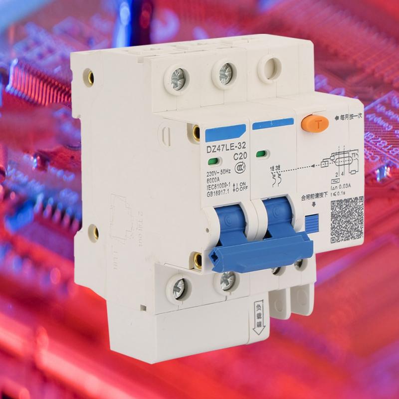 Buy DZ47LE-32 2P+2 C20 20A 230V Miniature RCCB Residual Current Circuit Breaker at affordable ...
