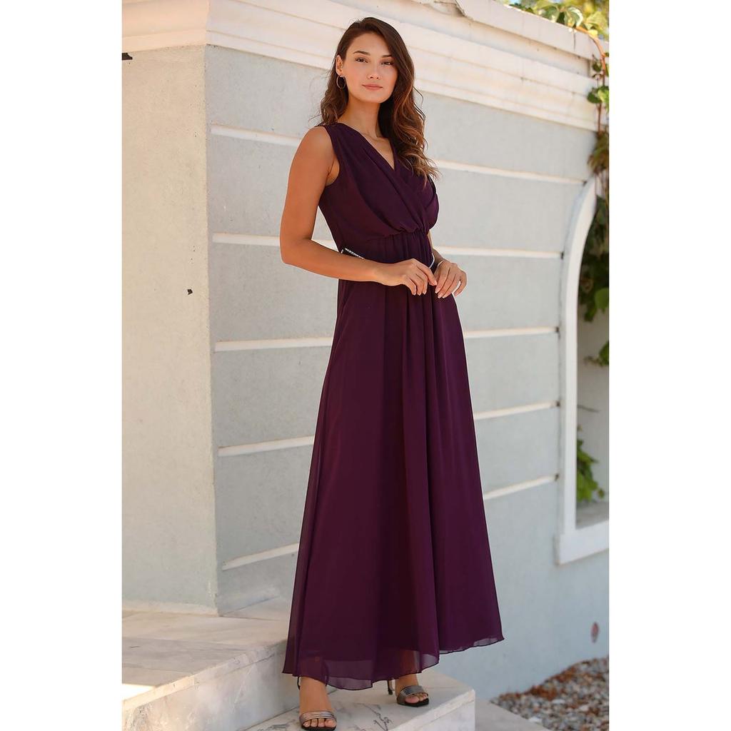 Buy Purple Women's Long Chiffon Evening Dress With Arch at affordable ...