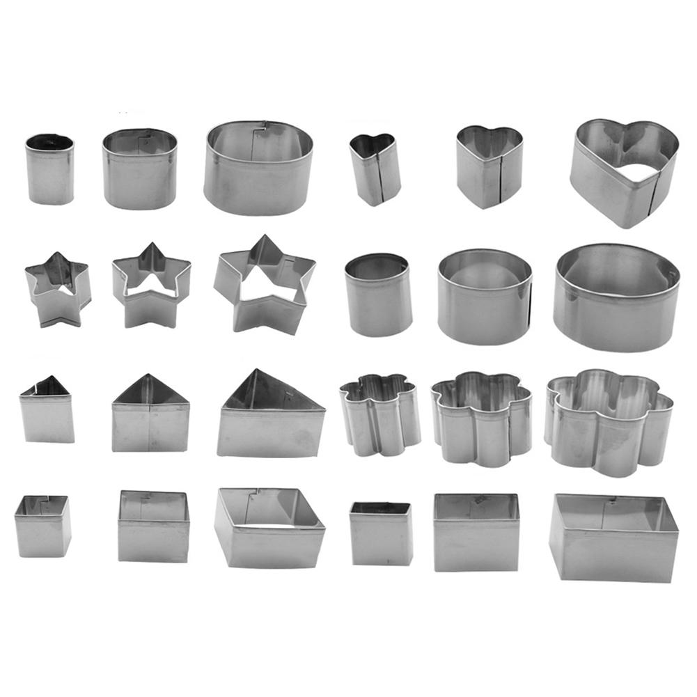 Buy 24pcs/set Stainless Steel Cookie Cutter Fondant Cake Biscuit Mold ...