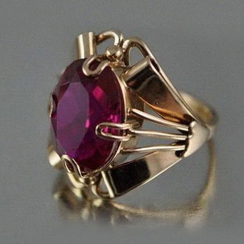 Buy Fashion Retro Red Crystal Ring Oval Wild Ring Ladies Personality ...