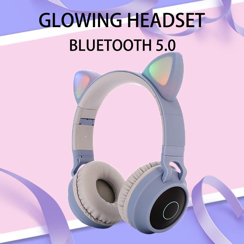 Buy Wireless Headset Cat Ear LED Light Mobile Phones Headphone Stereo ...
