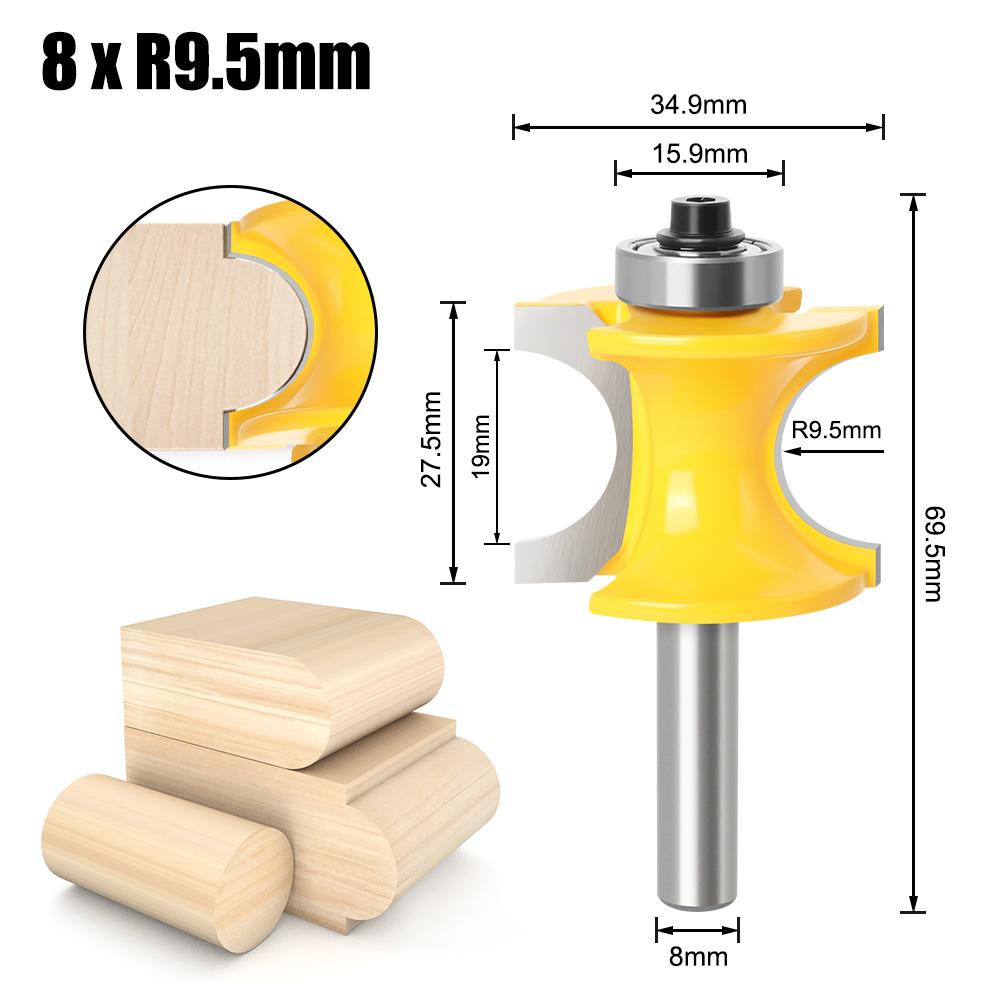 Satın alın 6mm/6.35mm/8mm Bullnose Half Round Router Bit Set With ...
