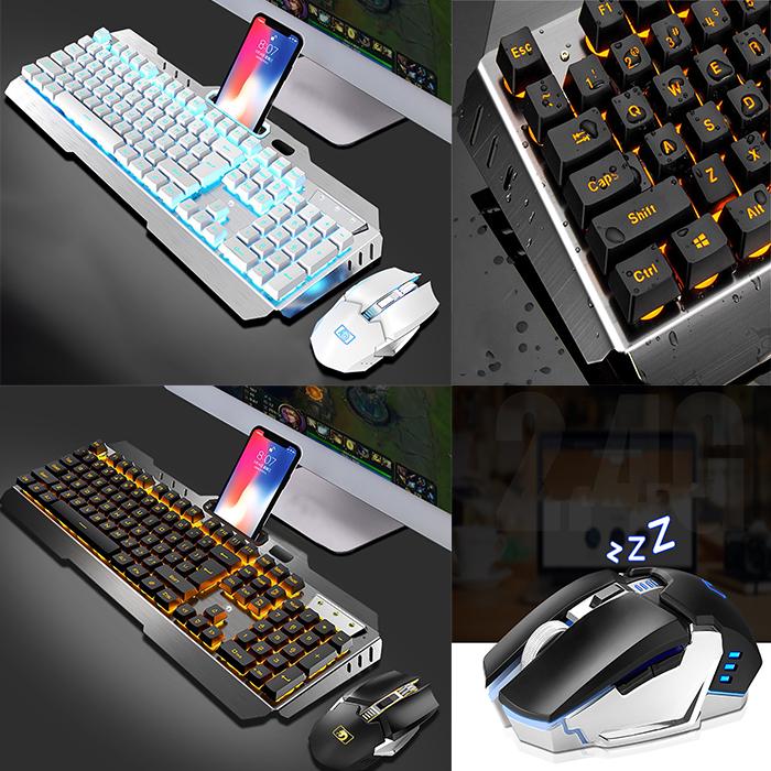 Buy Rechargeable Wireless Mechanical Keyboard and Mouse Game Set Combo ...