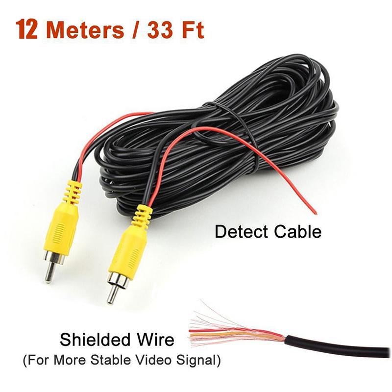 Xtian 12M RCA Video Extension Cable W/Detection Wire For Car Rear View ...