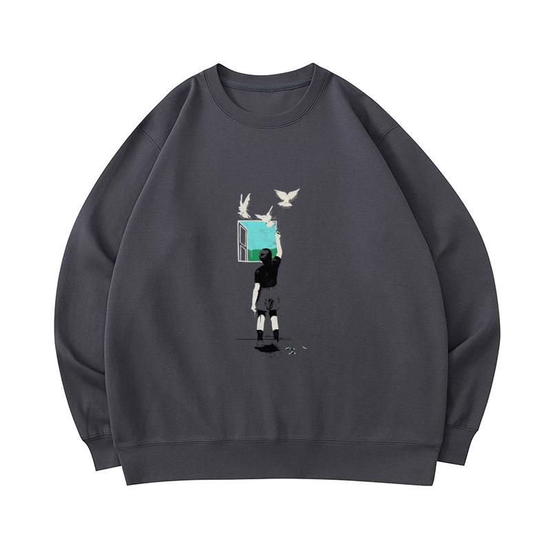 Buy Men's 300 GSM 100% Cotton Sweatshirt Exit Print Street Fashion ...