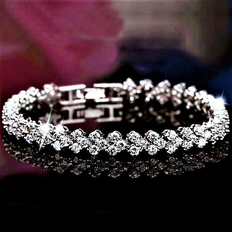 New Women Bracelet Full Crystal Rhinestones Shiny Bracelet Bangle for ...