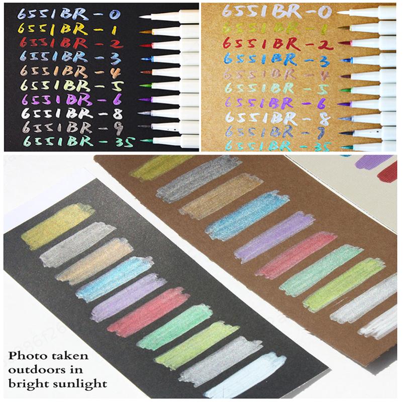 Buy STA 10 Colors Metallic Marker Pen DIY Scrapbooking Crafts Soft ...