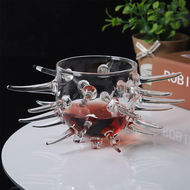 Creative Glass Transparent Sea Urchin Shape Cup Cocktail Cup Multi-leg ...