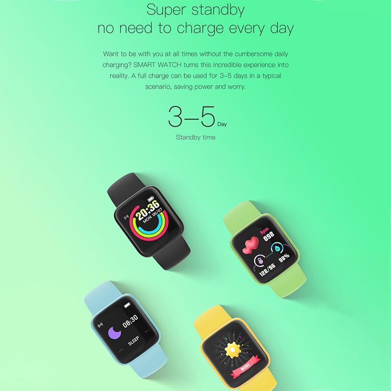 Buy D20S/Y68S Smart Watches 1.44" Smartwatch Macaron Colors Sport Smart ...