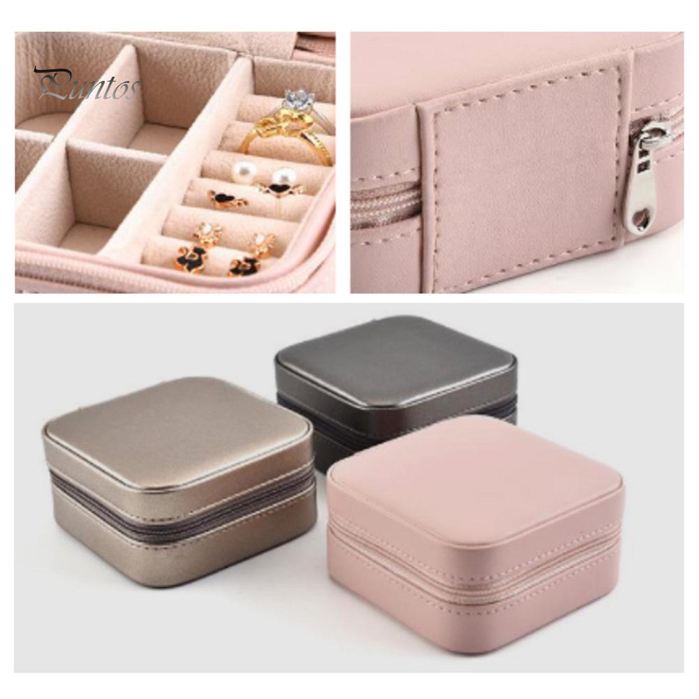 Cheap Jewelry Portable Faux Leather Zip Box Ring Earrings Bracelet ...