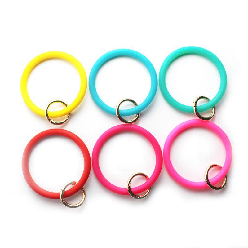 Buy Colorful Silicone KeyChain Fashion PU Leather Circle Wristlet ...