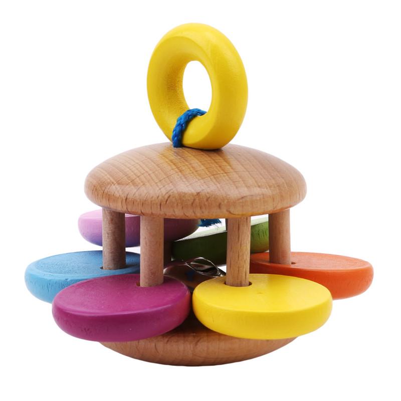 Buy Wooden Bell Rattles Baby Toy Handbell Musical Educational ...