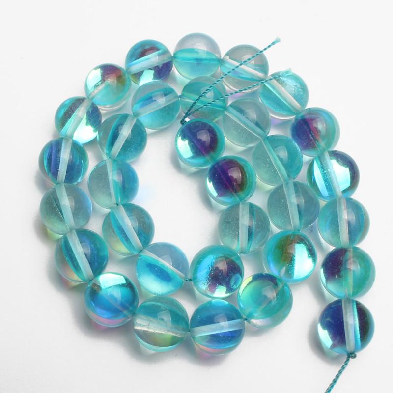 Cheap Natural Blue Flash Smooth Round Crystal Beads for Jewelry Making ...