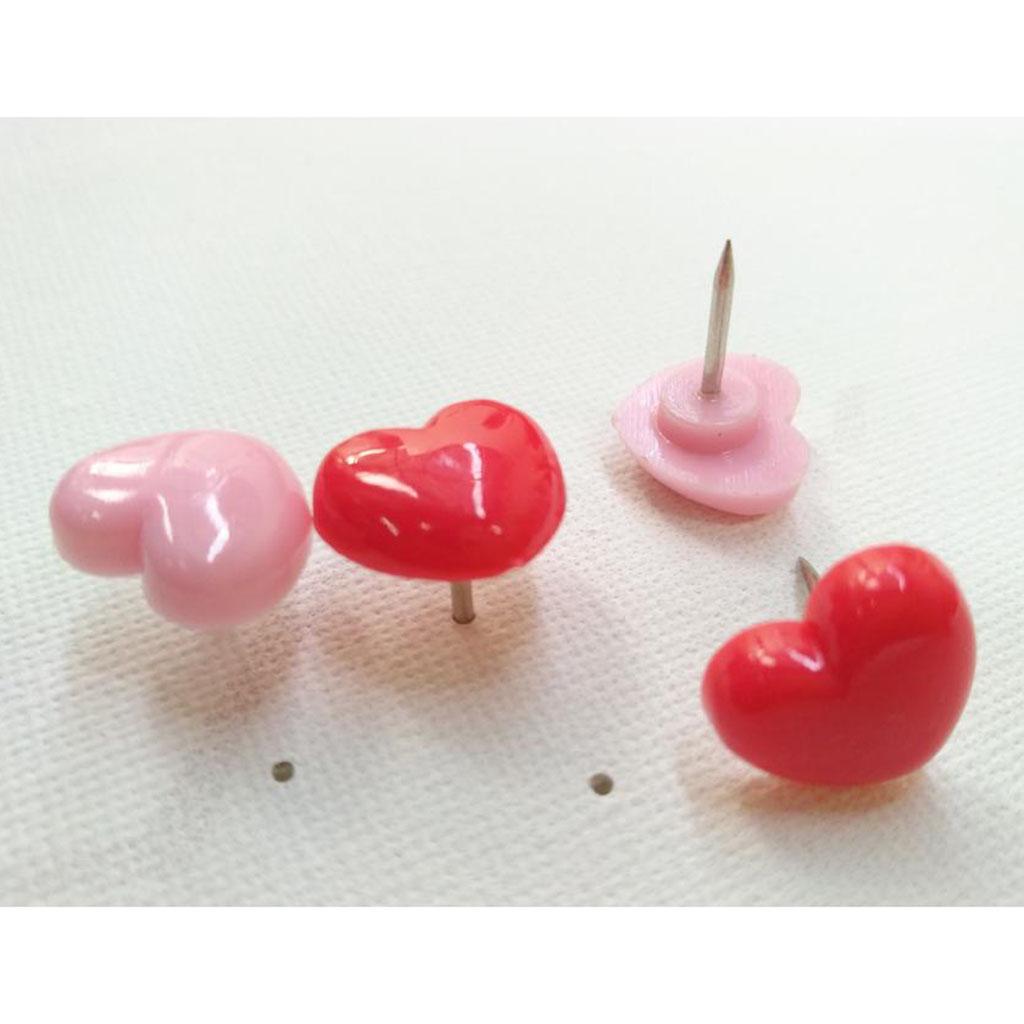 Buy 50 Pieces Heart Shape Push Pins Drawing Pins Office Thumbtack Red ...